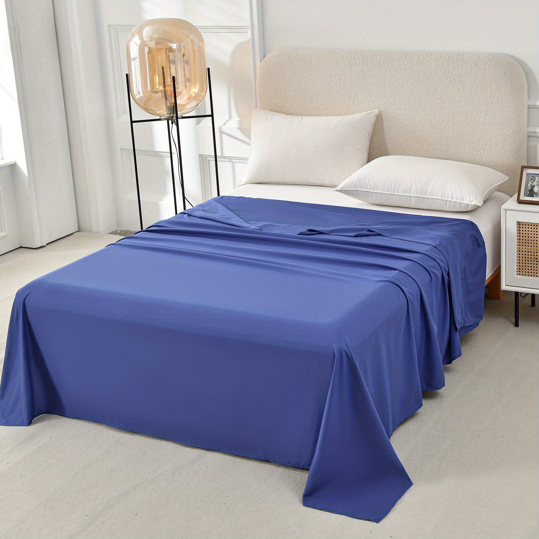 Flat Sheet Solid Cozy Microfiber Bedding Sheet - Temu Canada
