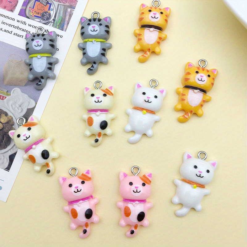 Resin Cat Charms 5 Colors Cute Three dimensional Small Cat - Temu