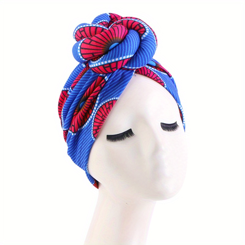 Boho Top Knotted Turban Elastic Hijab Hat Casual Head Wrap - Temu ...