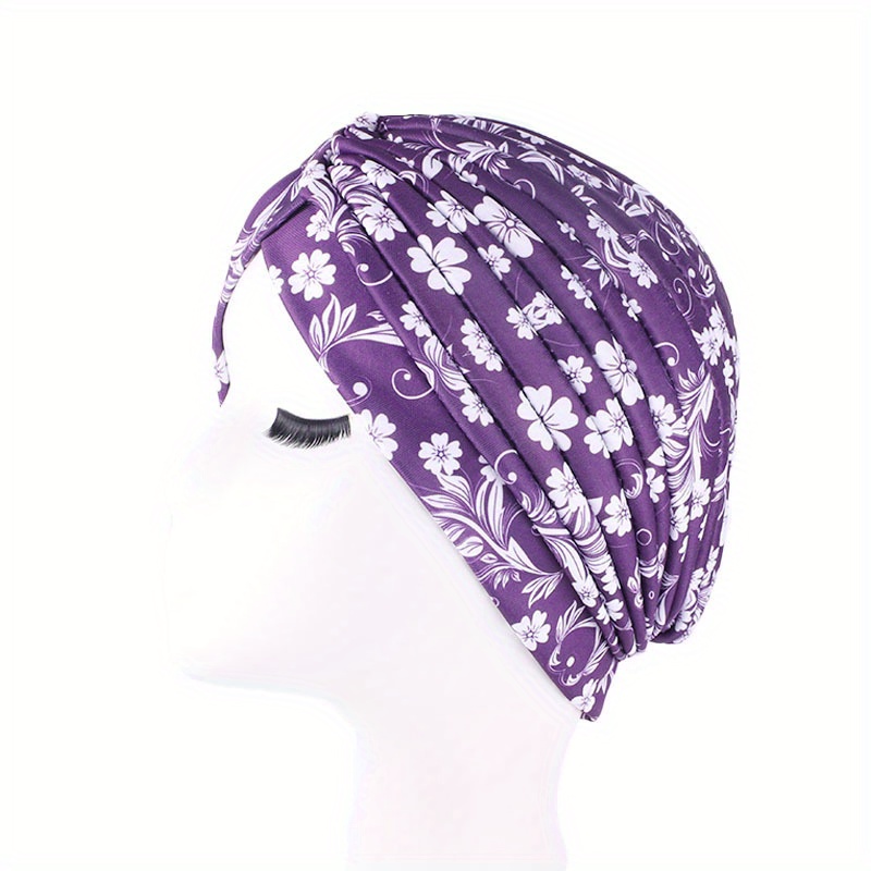 Boho Flower Print Turban Casual Elastic Head Wrap - Temu New Zealand