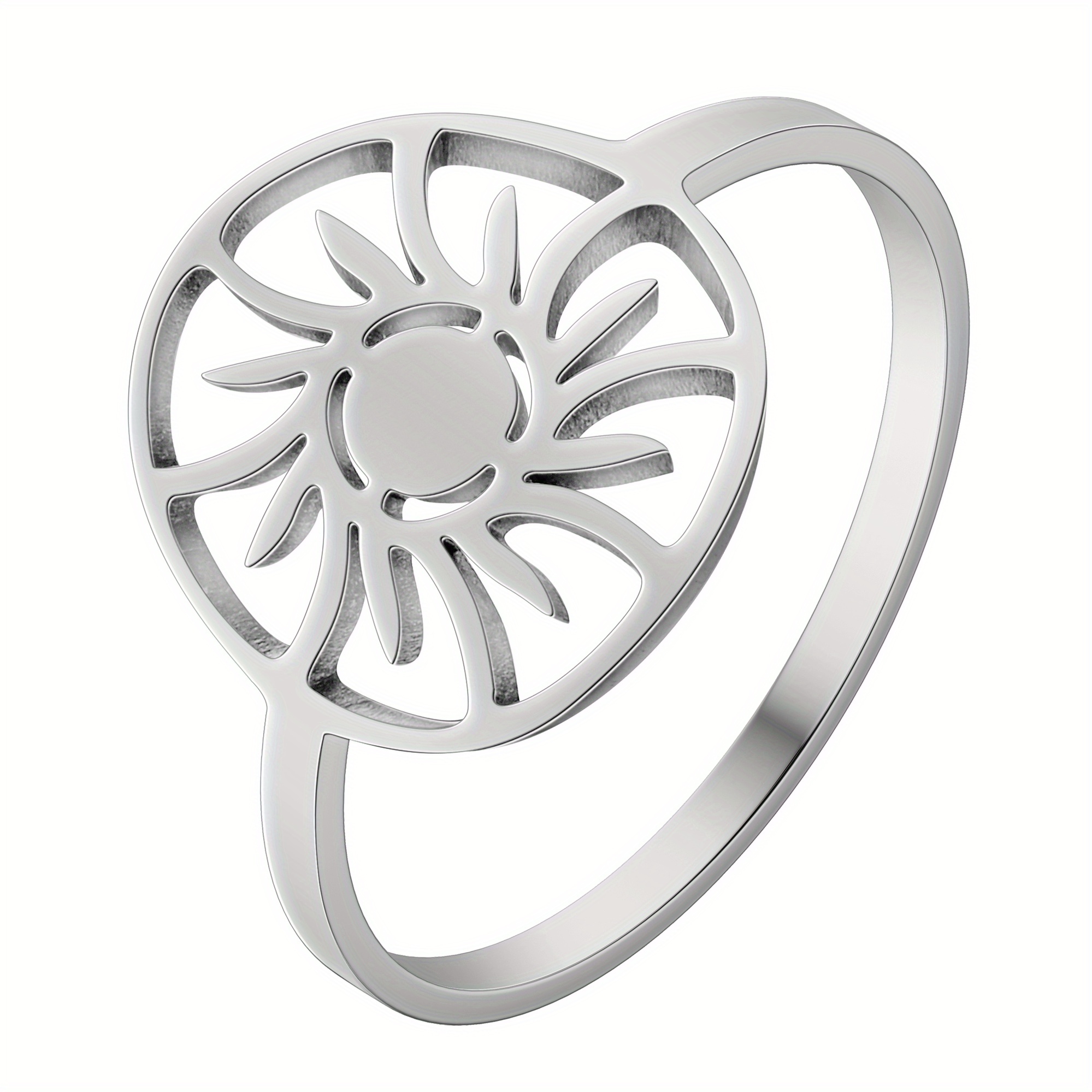 Stainless Steel Simple Hollow Sun Pattern Ring Men Golden - Temu United ...