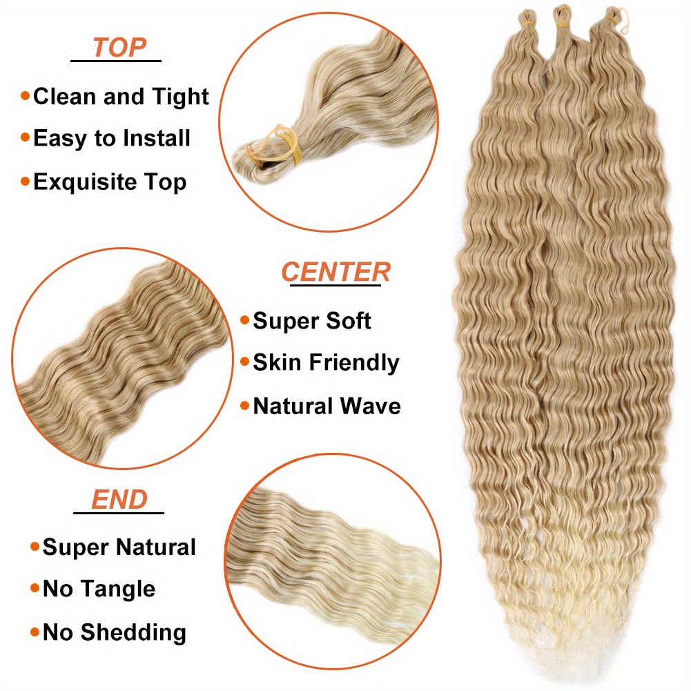 Ocean Wavy Crochet Hair Extensions Soft Synthetic Wave - Temu Ireland