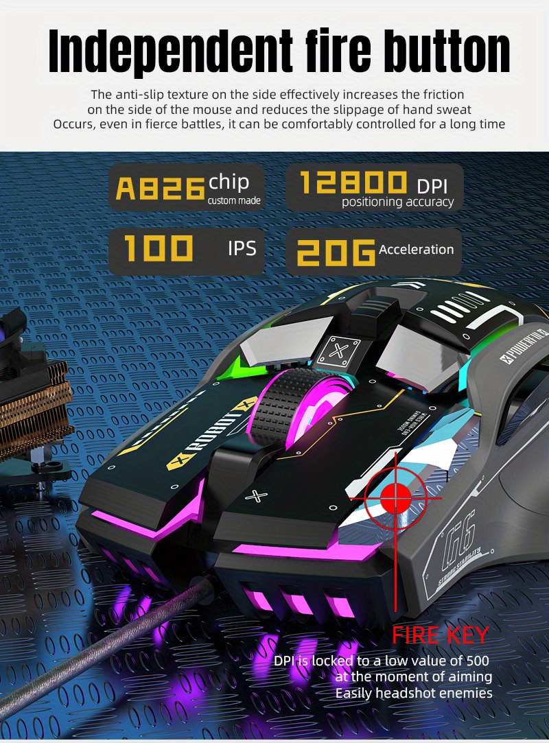 new mechanical gaming mouse 9 programmable keys 6400dpi - Temu Australia