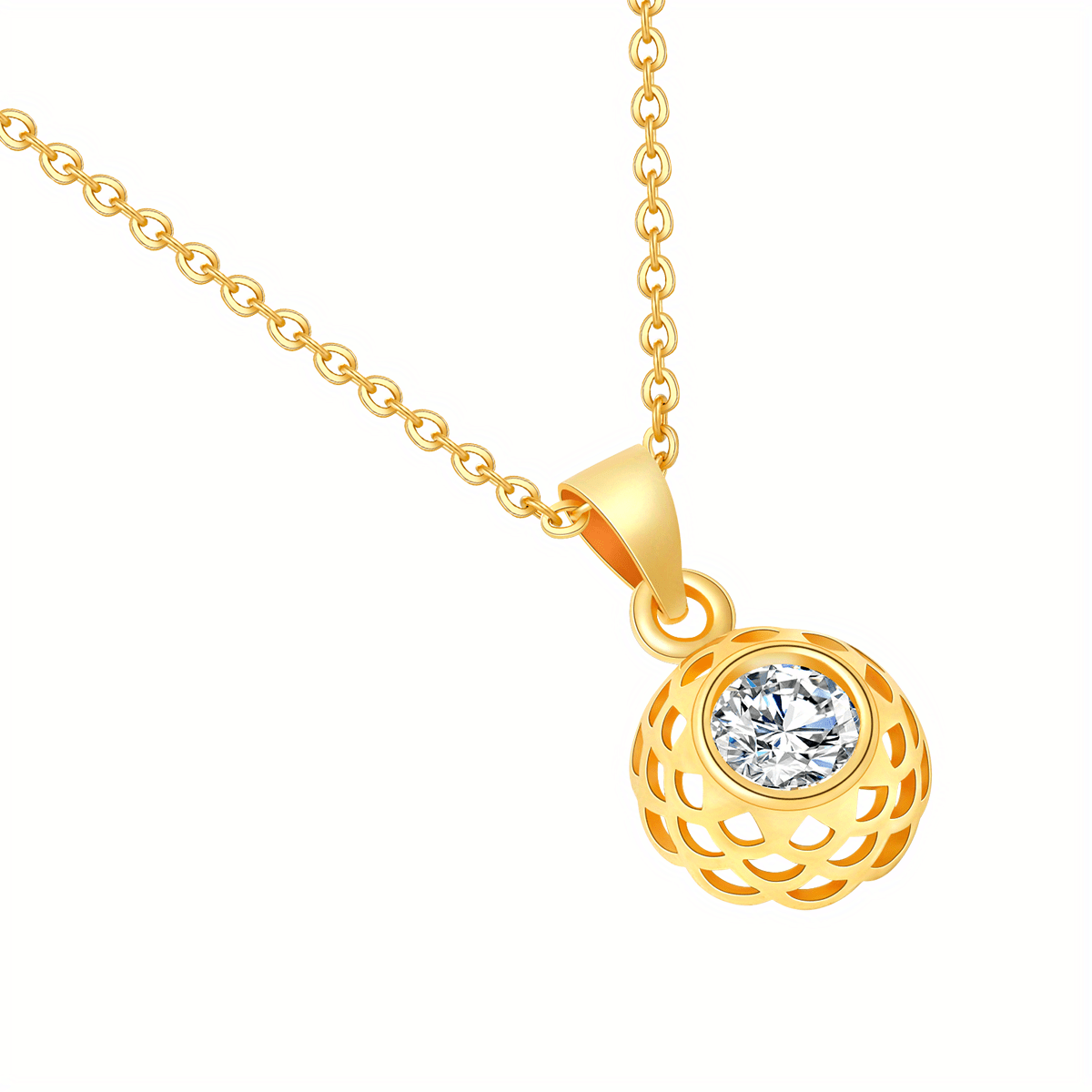 Unique Golden Round Shape Texture Pendant Necklace 24k Gold Plated Neck ...