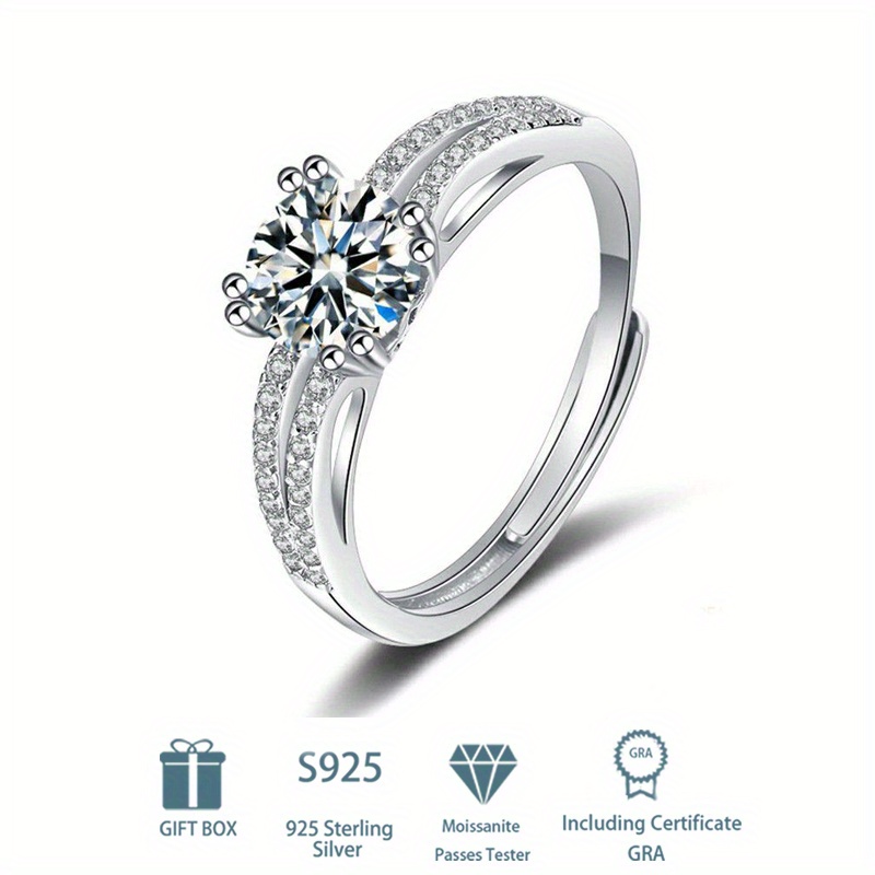 Moissanite Ring Women's Engagement Commitment Wedding Ring - Temu ...