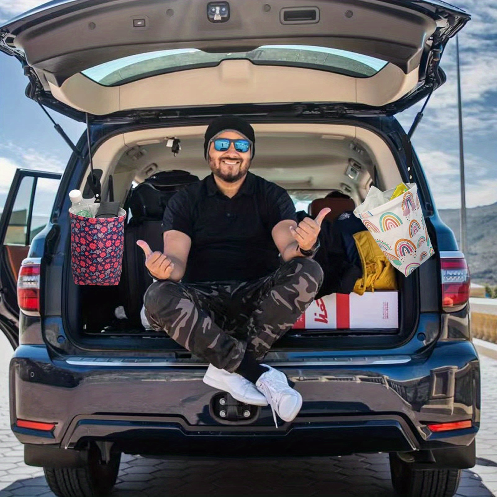 Car Trash Can Car Trash Bag Cute Portable Collapsible Leak Proof ...