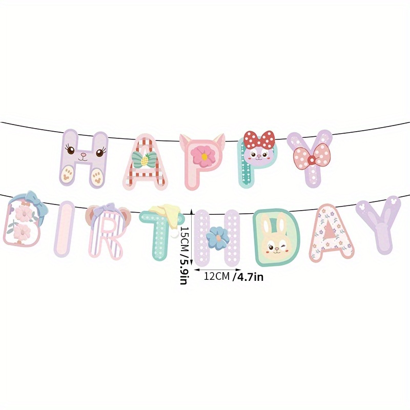 Cartoon Girl Birthday Pull Flag Paper Party Banner - Temu