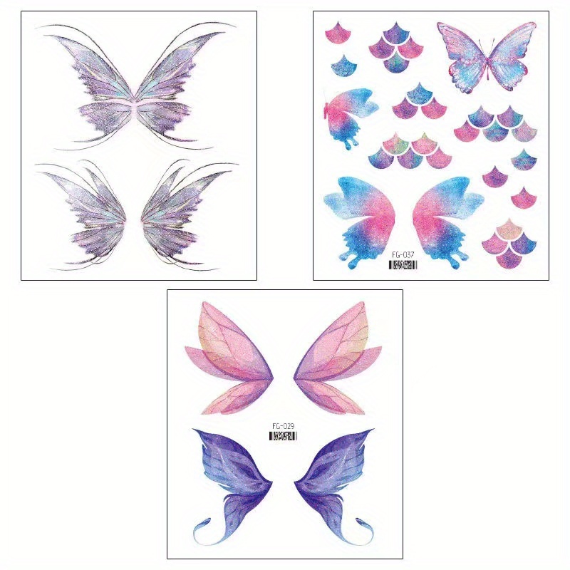 Beautiful Butterfly Tattoo Sticker Gradient Butterfly Face - Temu ...