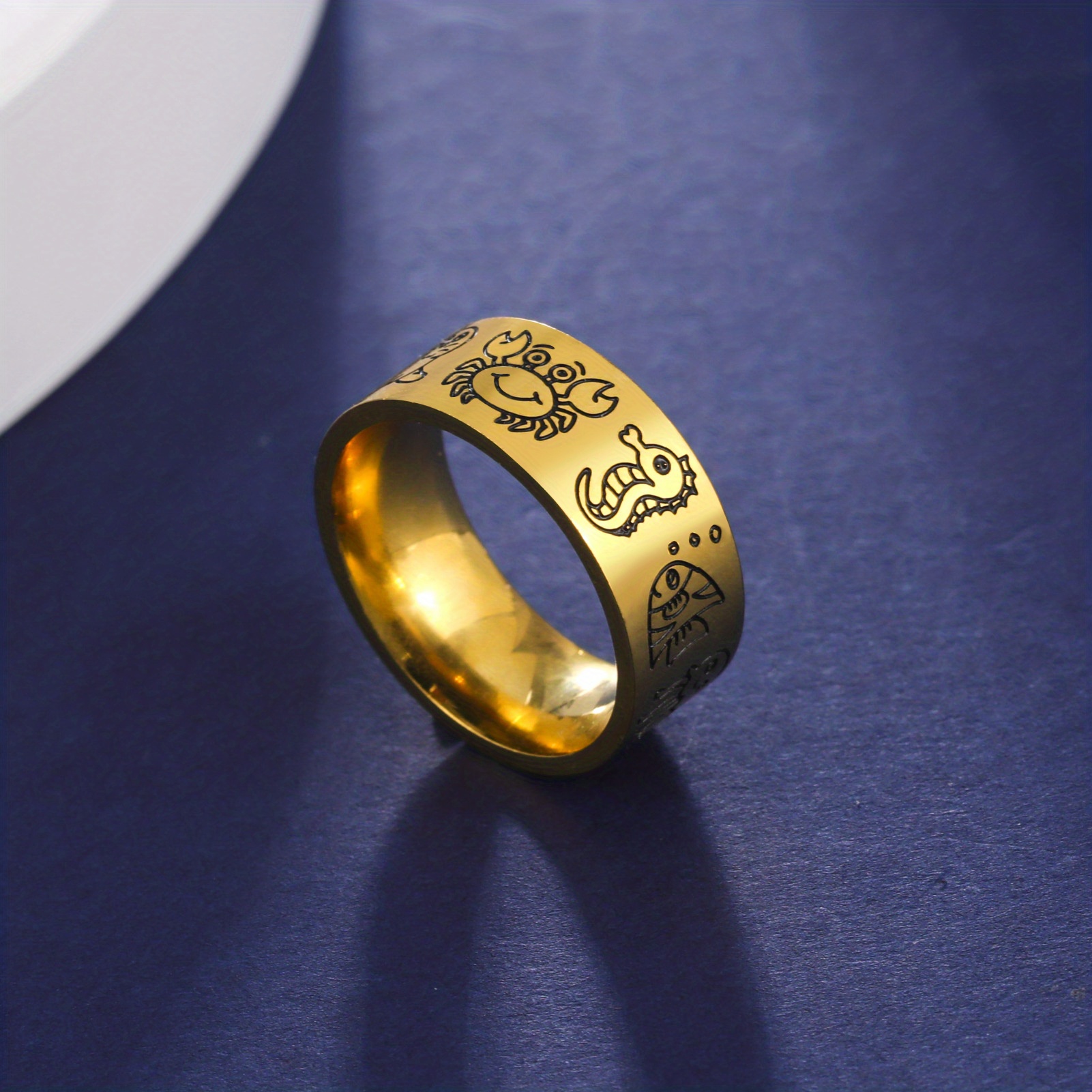 1pc Seahorse Dolphin Whale Fish Turtle Crab Starfish Rings For Men ...