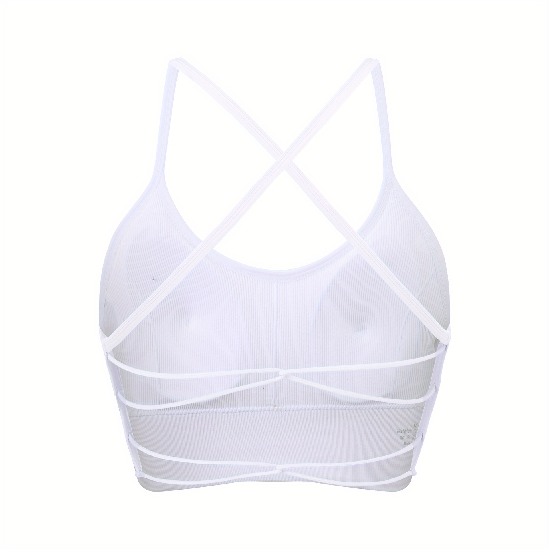 Solid Wireless Sports Bra Comfy Breathable Cross Back - Temu Australia