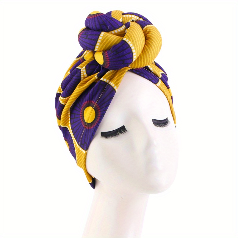 Boho Top Knotted Turban Elastic Hijab Hat Casual Head Wrap - Temu ...