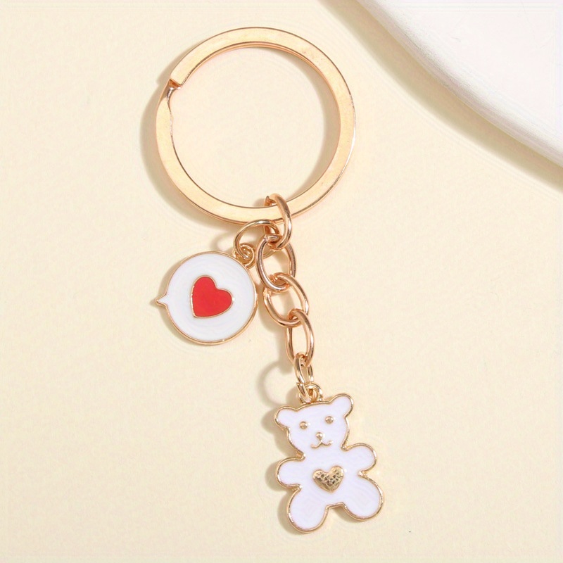 Cartoon Bear Heart Keychain Cute Animal Key Ring Purse Bag - Temu New ...