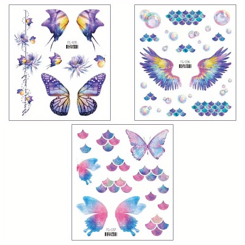 Beautiful Butterfly Tattoo Sticker Gradient Butterfly Face - Temu ...