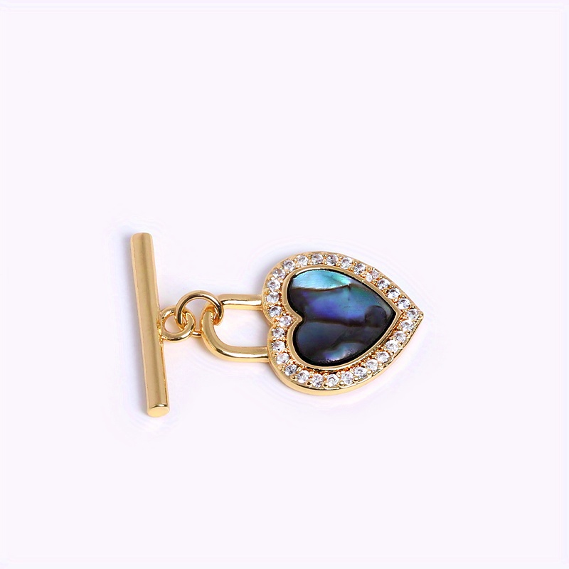 18k Gold Plated Abalone Shell Inlaid With Zircon Heart Shaped Ot Buckle Diy Tail Buckle ...