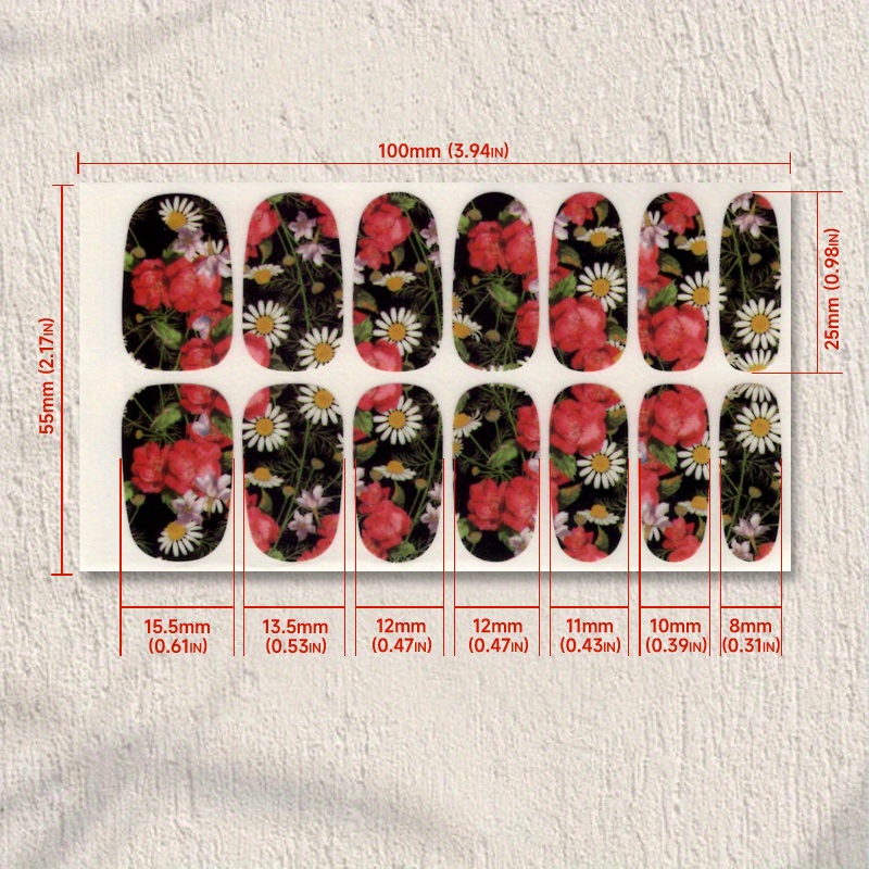Flower Nail Polish Strips Nail File Kit Full Nail Wraps - Temu