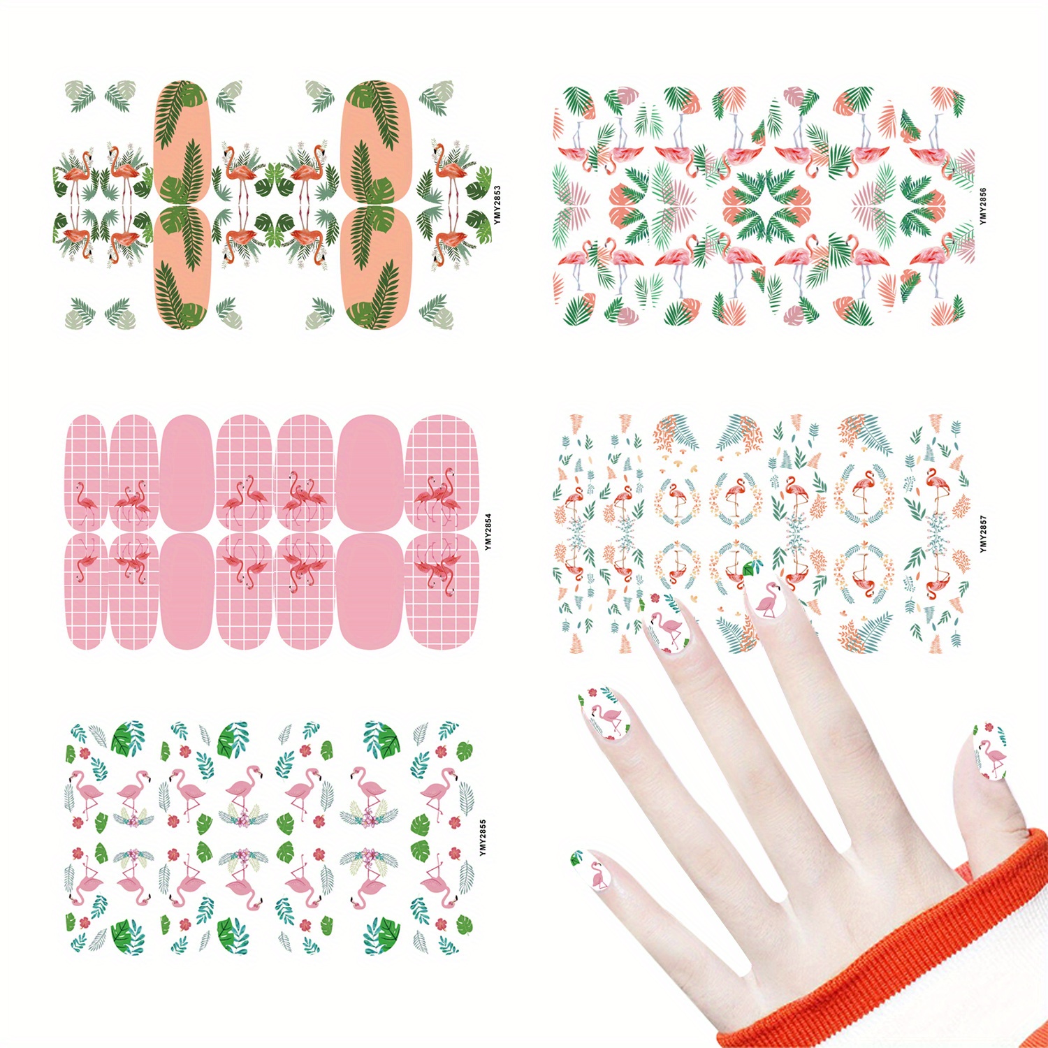Full Wrap Nail Polish Stickers Flamingo Design Self - Temu Norway
