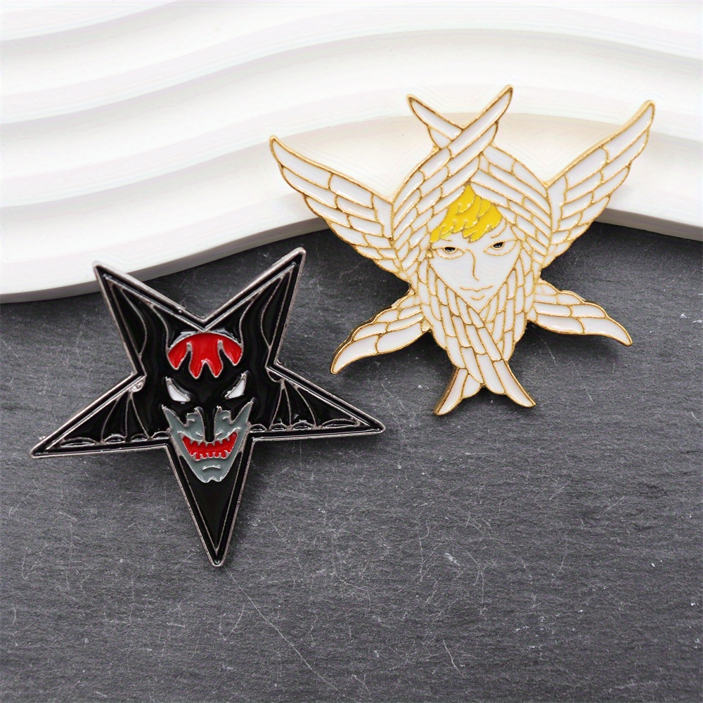 Cartoon Creative Anime Demon Angel Pin Men Fashion Brooch - Temu Australia