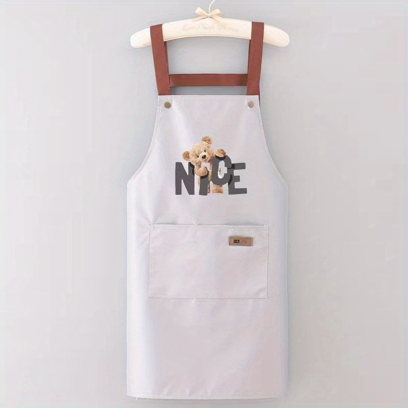 1pc Bear Pattern Kitchen Waterproof Oil Proof Apron Men's And Women's ...
