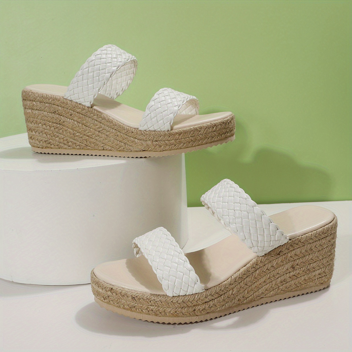 women's platform espadrilles wedge sandals double strap open - Temu ...