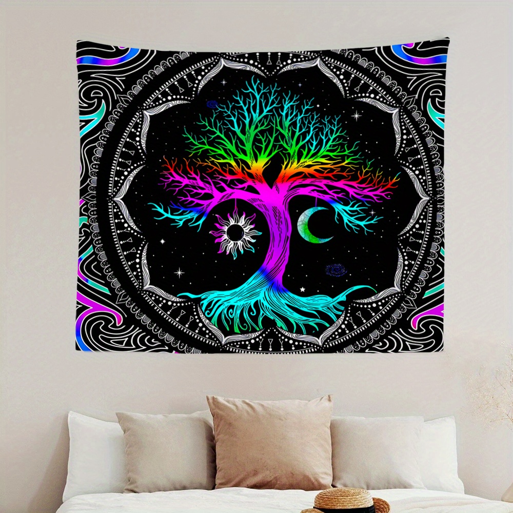 Life Tree Printed Tapestry Wall Hanging Living Room Bedroom - Temu