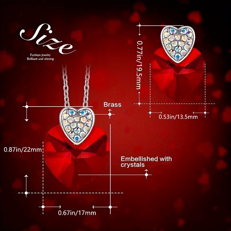 Silver Plated Multicolor Love Heart Rhinestones Necklaces - Temu Australia