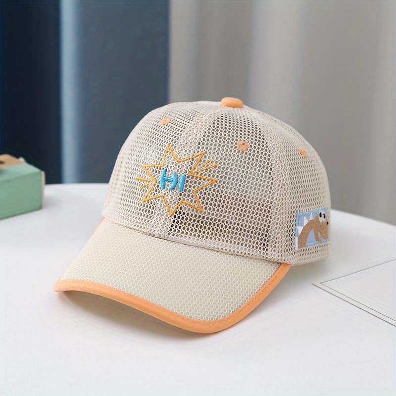 Boys Hi Letter Embroidered Mesh Baseball Cap Adjustable Comfortable ...