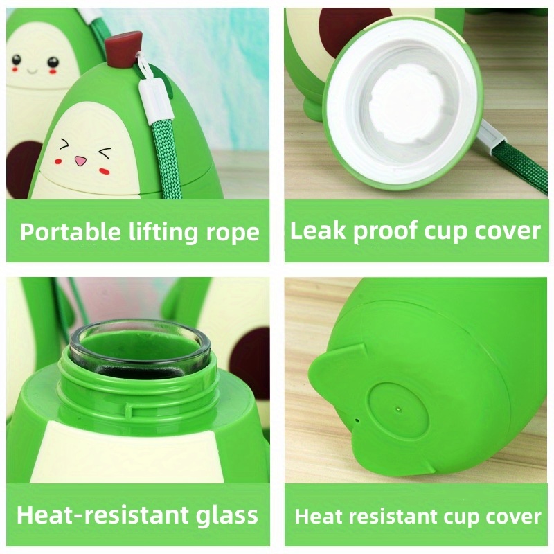 Kawaii Avocado Water Bottle Portable Sports Cup Kids Adults - Temu New ...