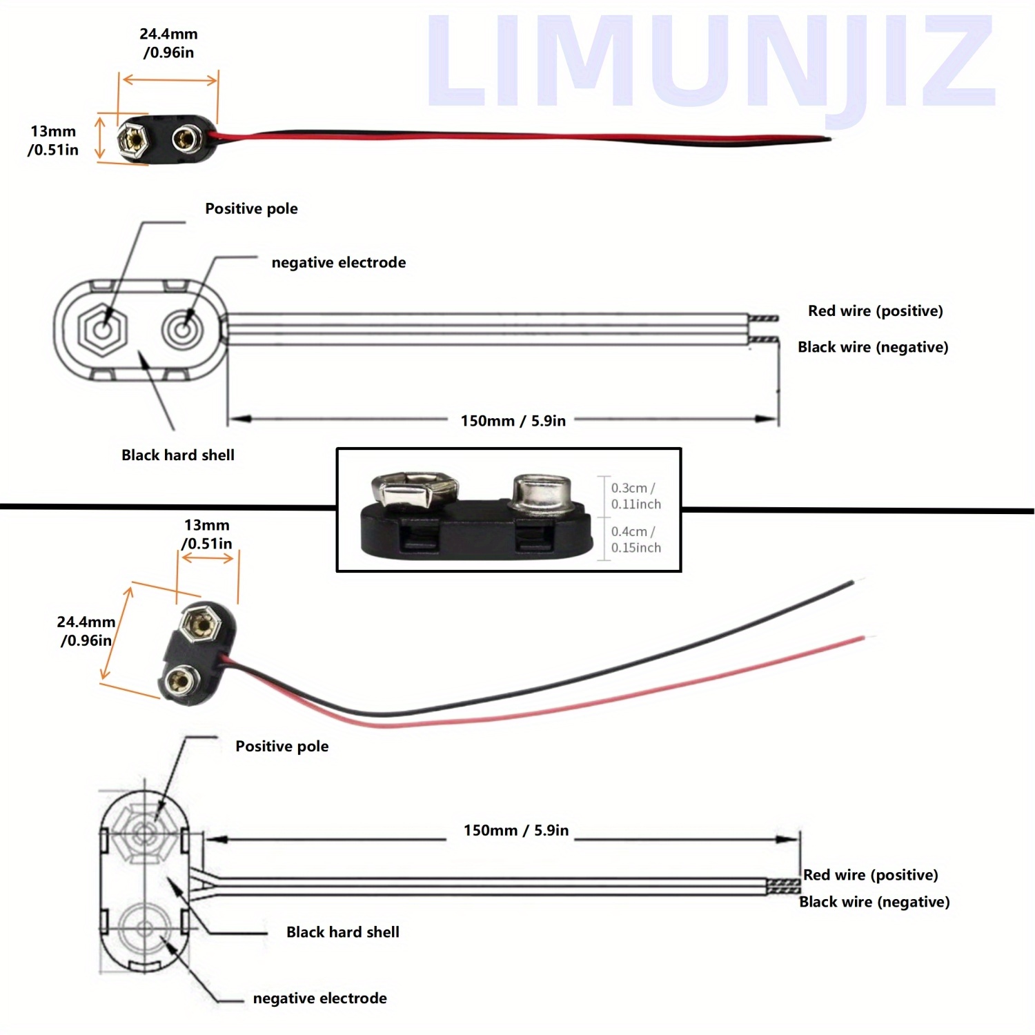 9 V Battery Clip Connector ( type/t Options) 9 Volt - Temu Canada