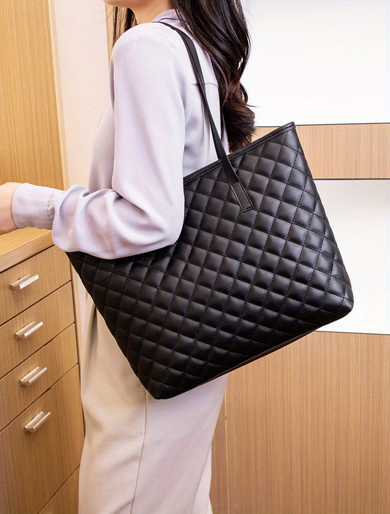 Classic Quilted Embossed Tote Bag Large Capacity Satchel - Temu South ...