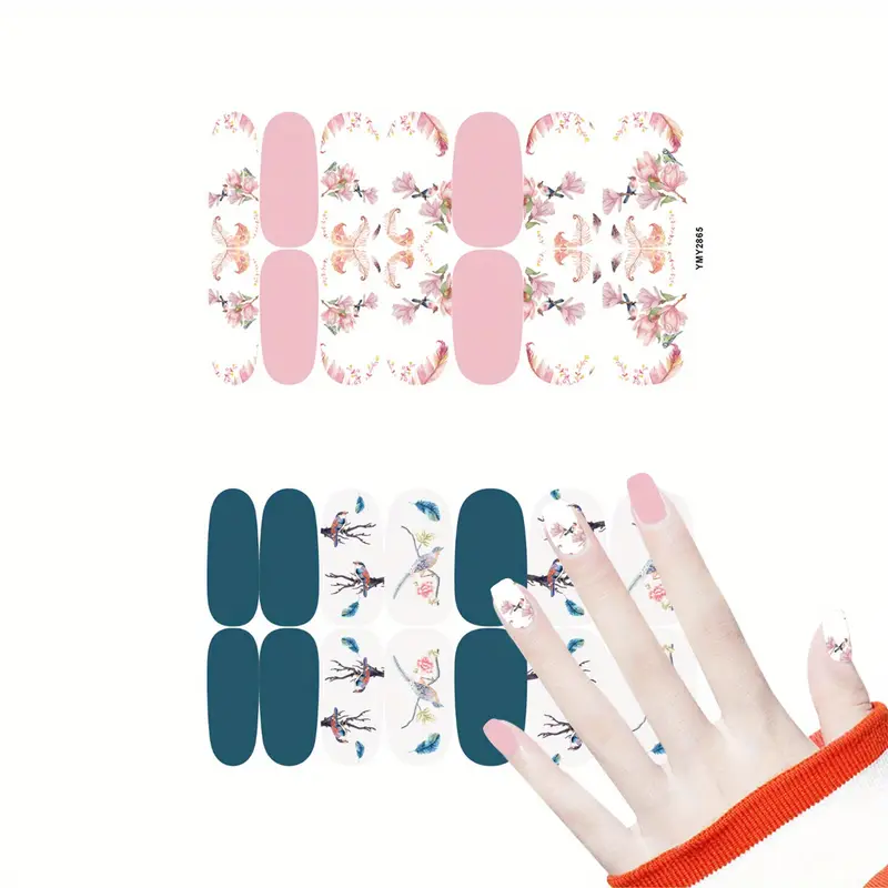 2 Hojas Set Pegatinas Esmalte Uñas Envoltura Completa Temu Mexico