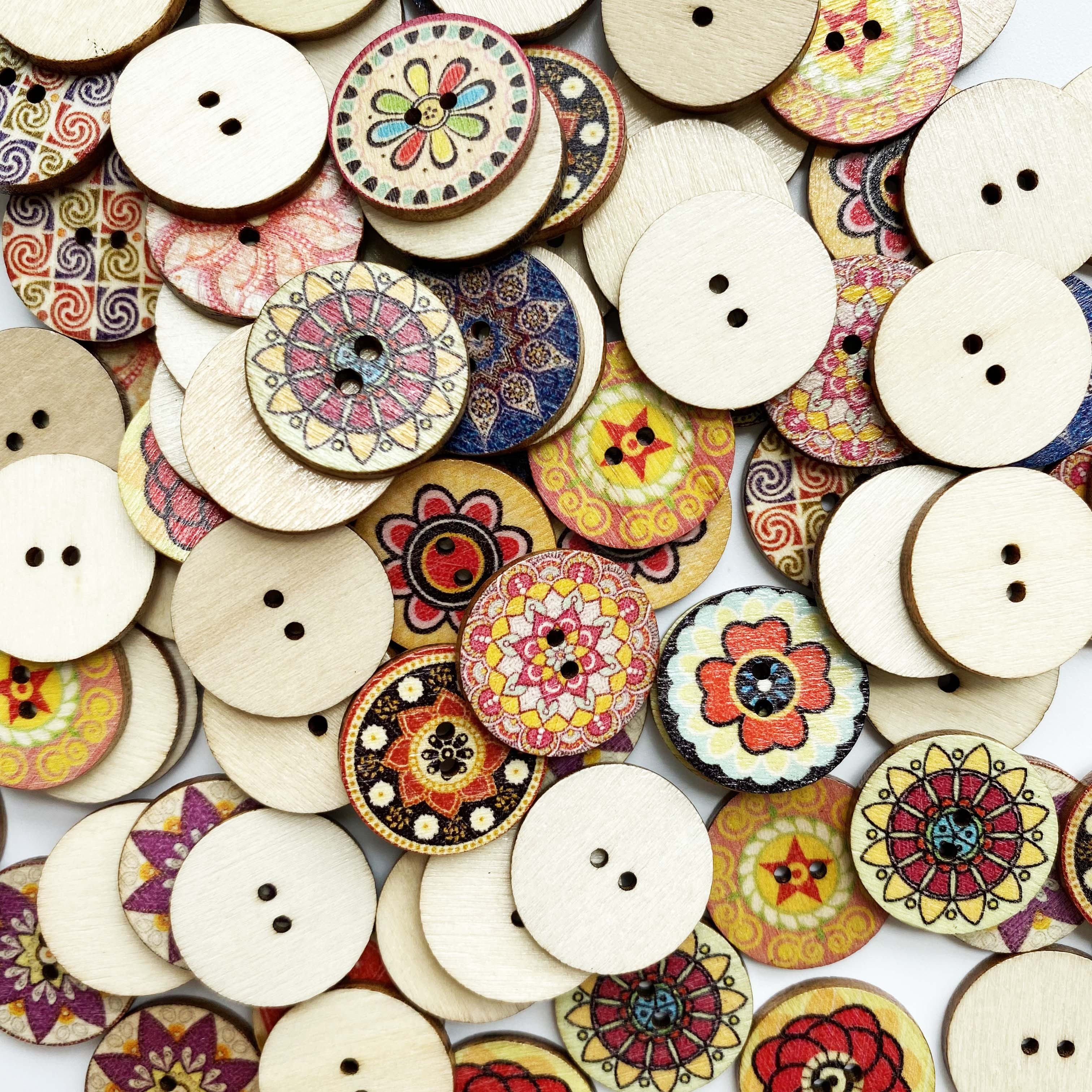 50pcs pack colored flowers wooden button diy crafts sewing decoration ...