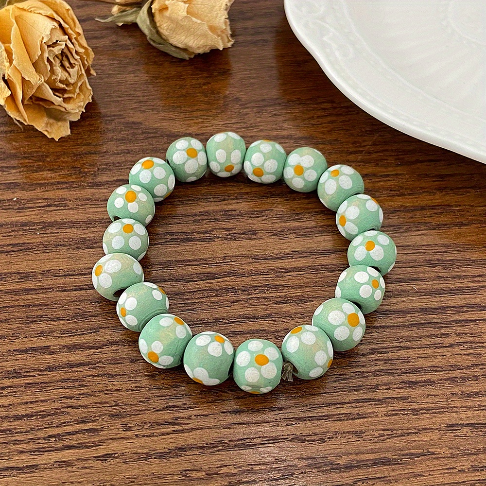 Cute Flower Pattern Beaded Bracelet Elegant Cute Hand - Temu United Kingdom