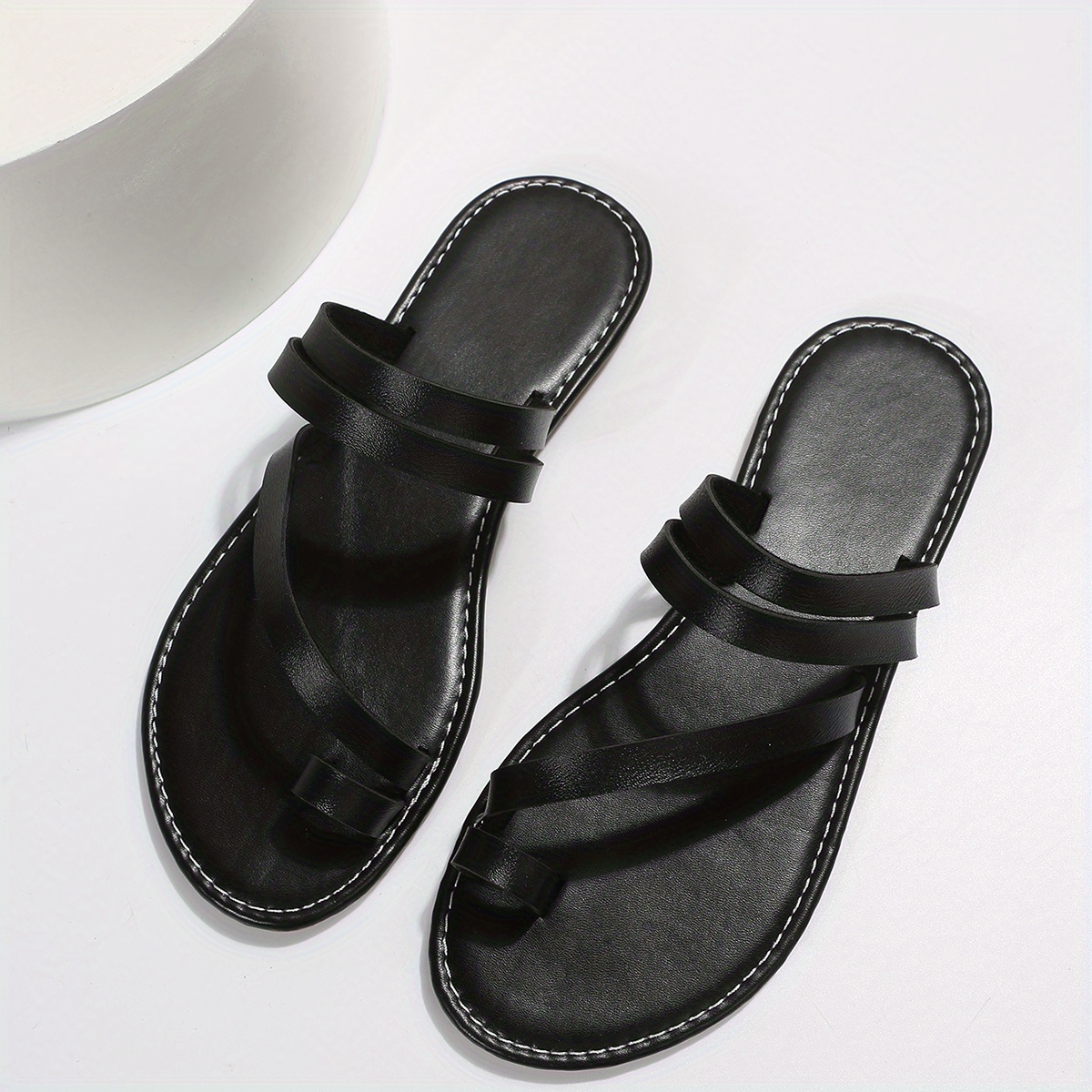 Women's Toe Loop Flat Sandals Casual Open Toe Strappy Non - Temu New ...