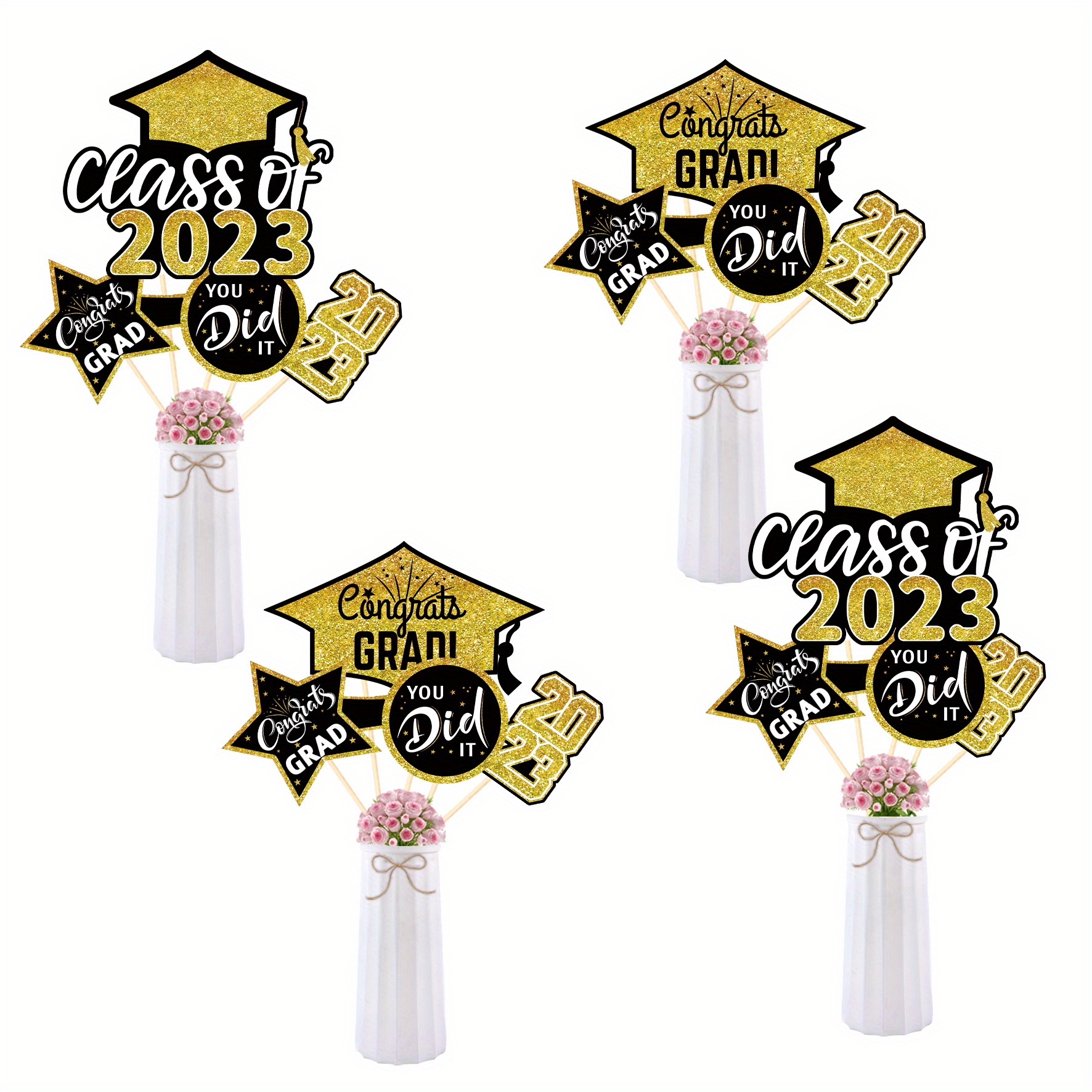 graduation season theme birthday party vase insert flag - Temu Australia