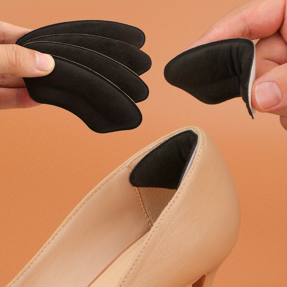 Heel Stickers Apricot Black Fine Suede Anti wear Feet High - Temu ...