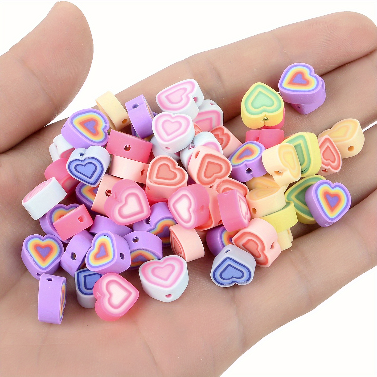 Heart Colorful Clay Beads Diy Jewelry Bracelets Necklaces - Temu Norway