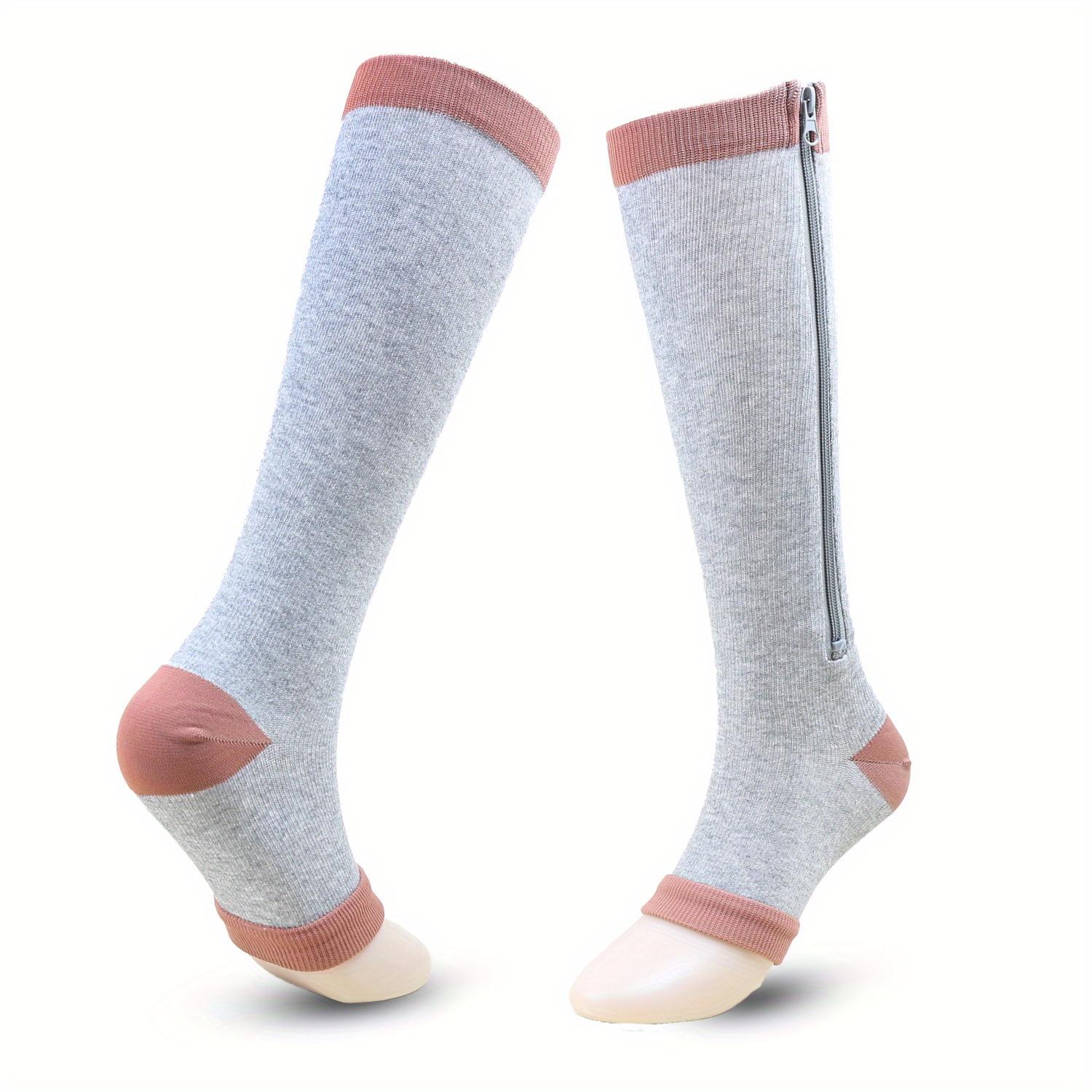 copper zipper open toe compression socks women toeless knee - Temu ...
