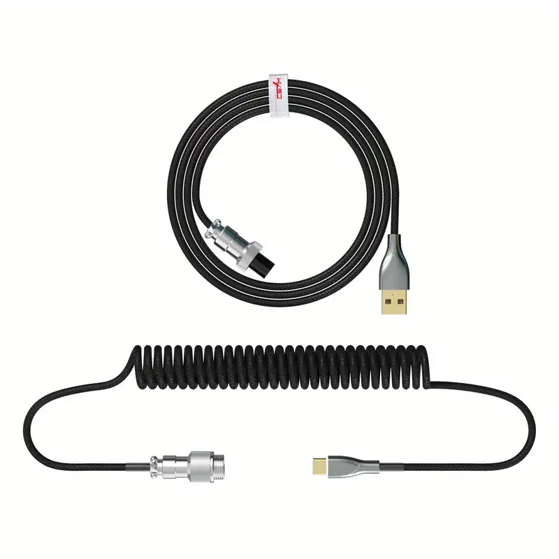 Hxsj H1 항공 플러그 스프링 코드 맞춤형 코일 Usb C 게이밍 키보드 케이블 이중 슬리브 기계식 키보 Temu
