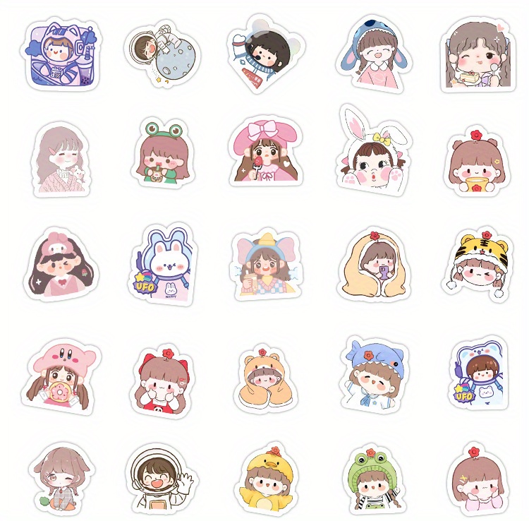 Cute Girl Graffiti Sticker Laptop Mobile Phone Water Cup - Temu Australia
