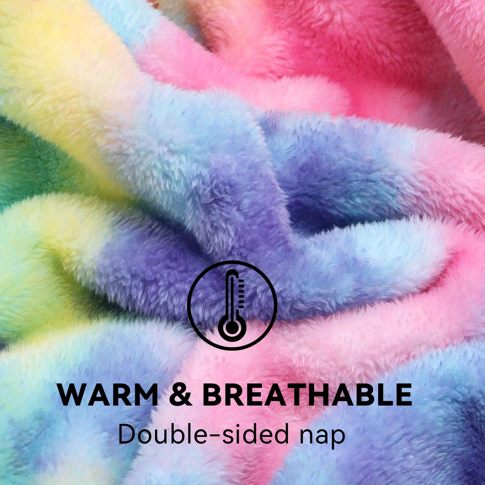 Tie Dyed Fluffy Faux Fur Fleece Lined Soft Throw Blanket - Temu South ...
