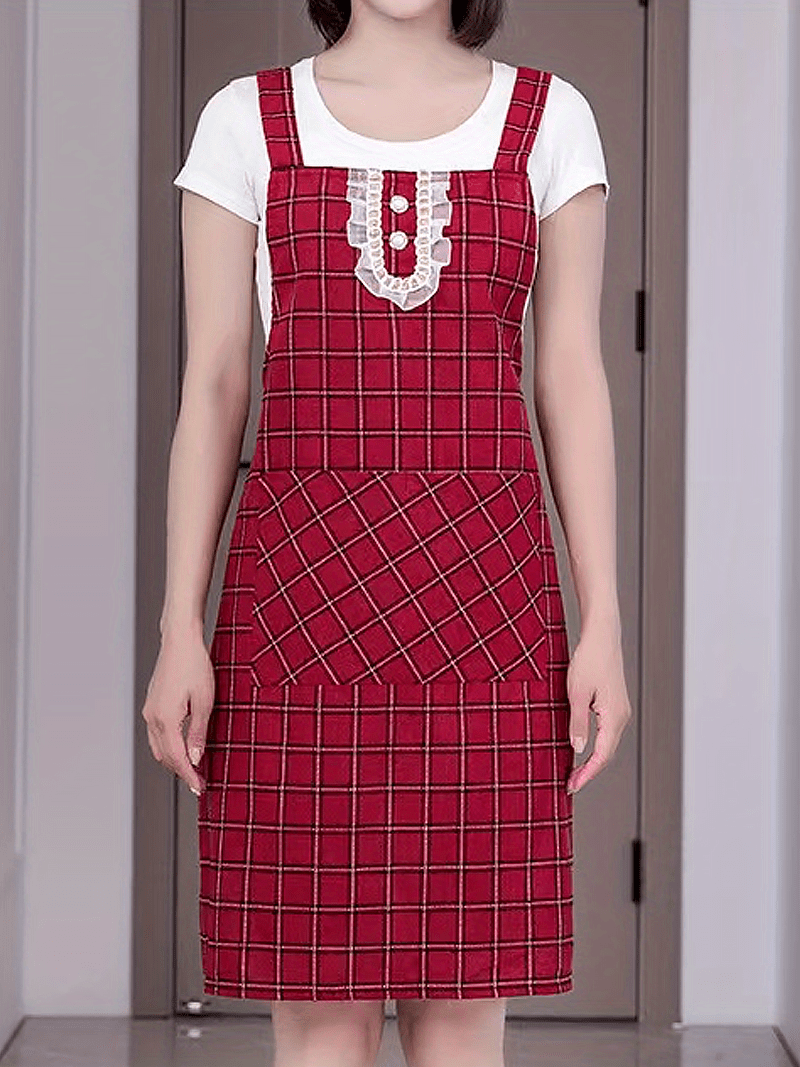 Print Pocket Front Aprons Elegant Sleeveless Tie - Temu Australia