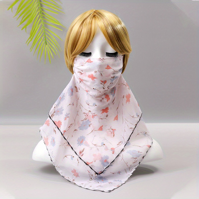 flower veil double layer earloop sunscreen face - Temu