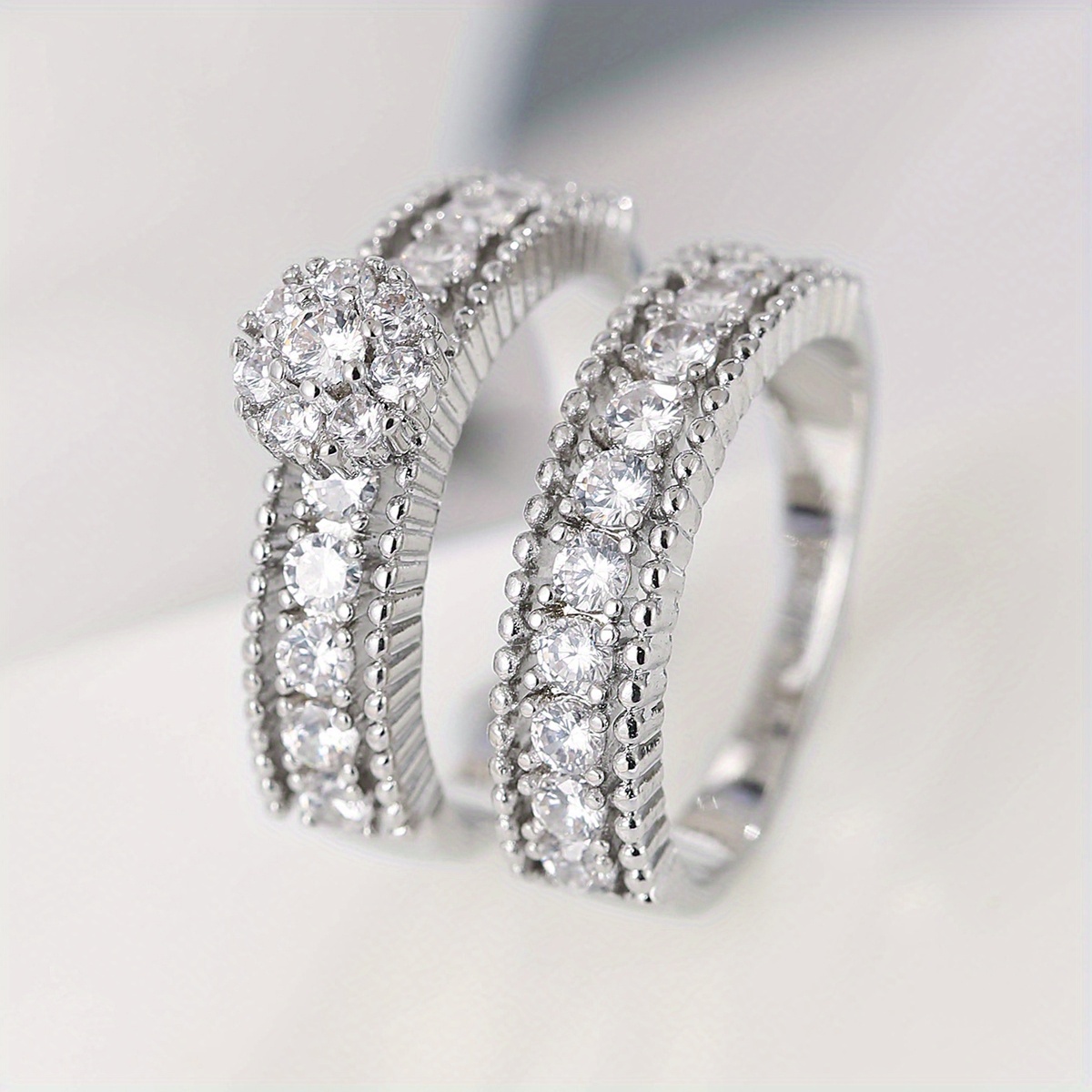 Ring Set Couples Niche Exquisite Artificial Inlaid Ring - Temu United ...