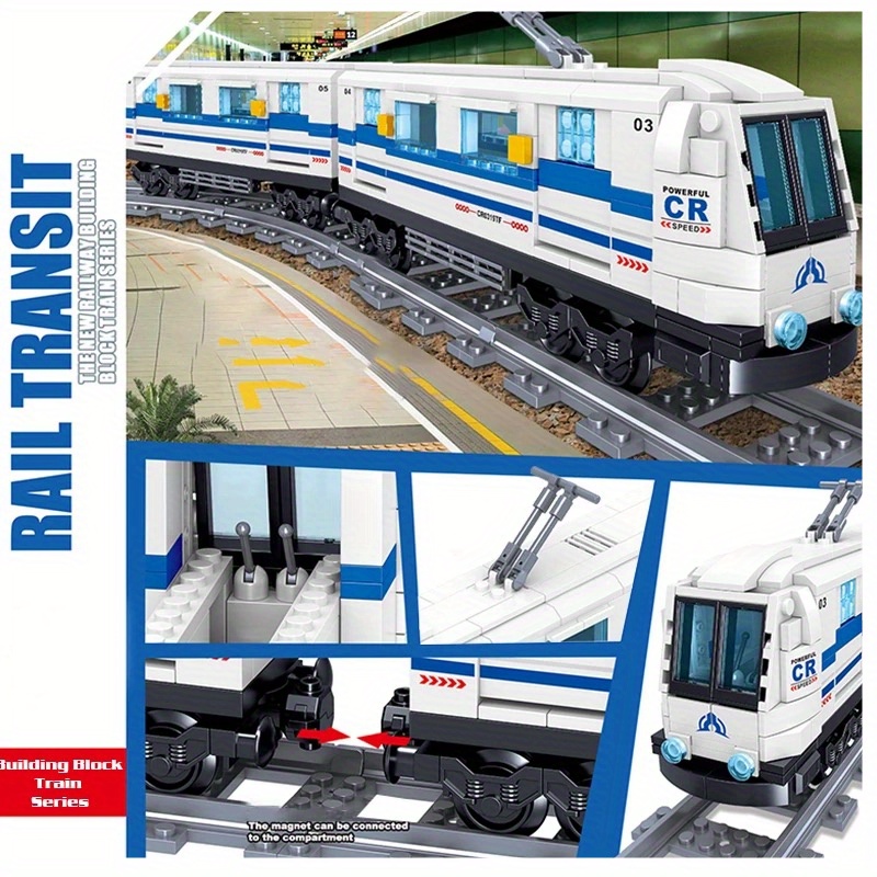 City Moc Technical Railway Transportation Track Train Building Blocks ...