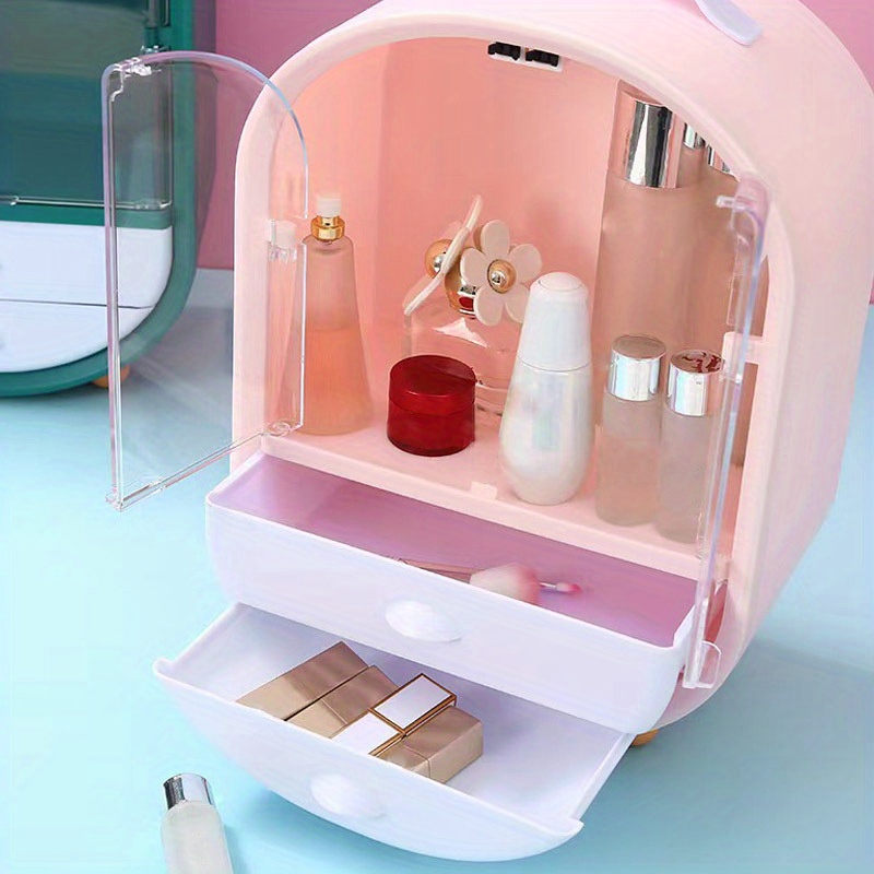 Cosmetic Storage Box Double door Drawer Type Jewelry Makeup - Temu ...