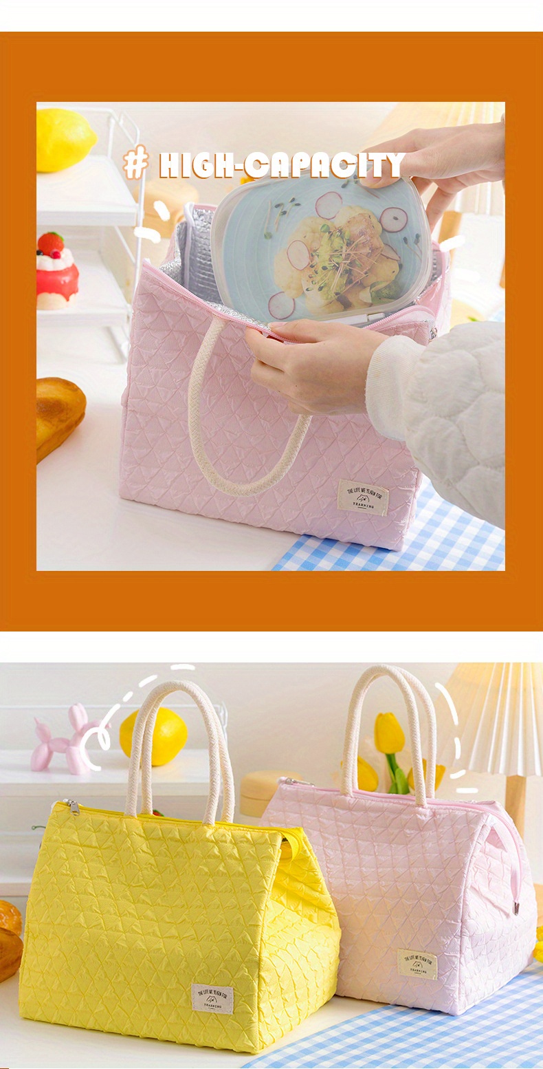 Portable Lunch Bag Simple Patch Decor Geometric Embossed - Temu Netherlands