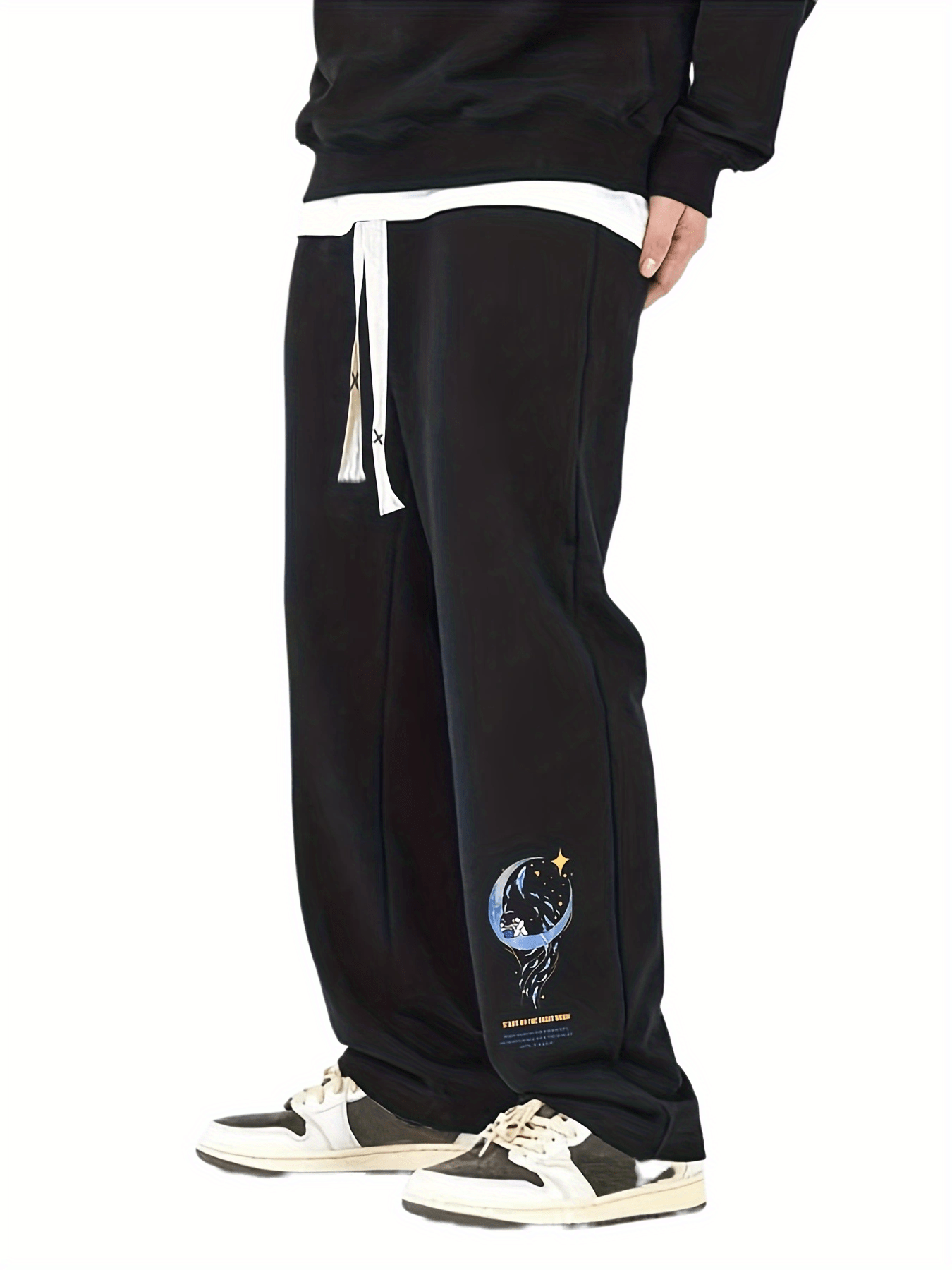 Moon Casual Slightly Stretch Loose Fit Graphic Drawstring - Temu ...