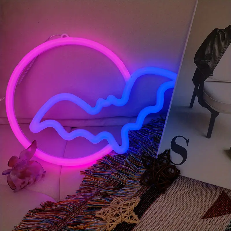 Bat Shaped Led Neon Sign Usb Battery Powered Neon Light Temu
