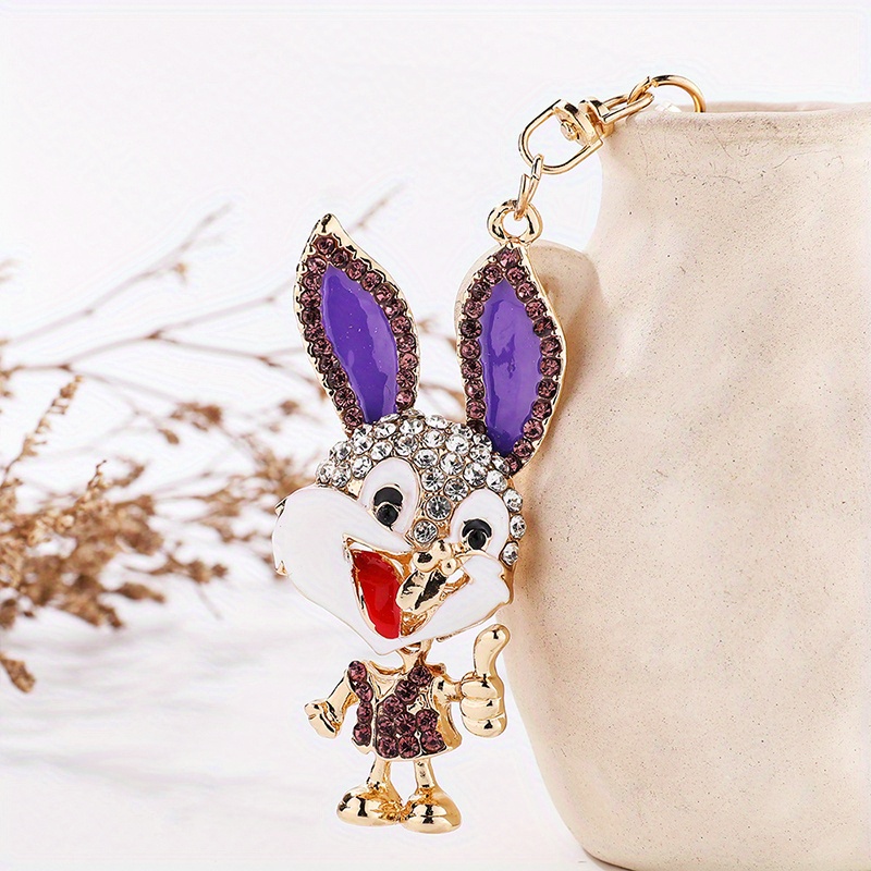 Rabbit Couple Keychain Alloy Inlaid Girls - Temu Netherlands