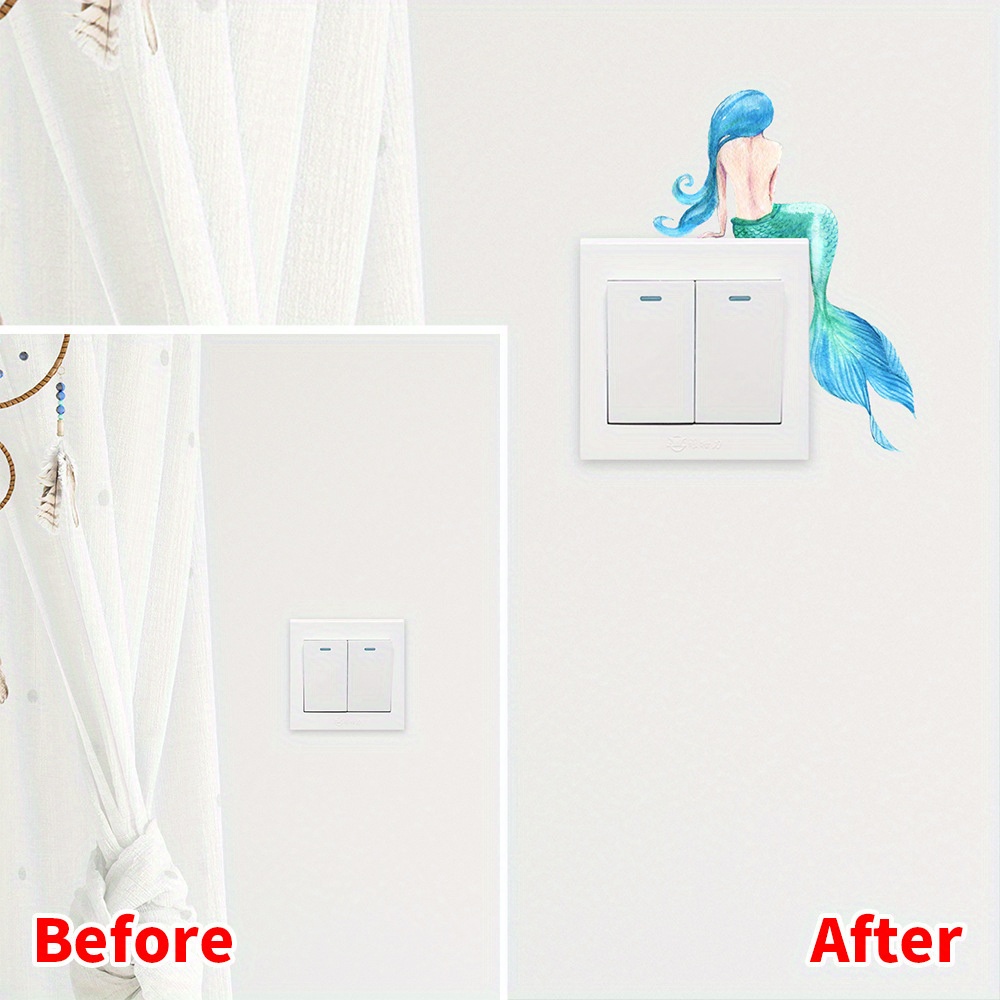 Mermaid Light Switch Vinyl Decal Sticker Decals Light Switch - Temu